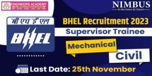 BHEL Supervisor Trainee 2023 Recruitment: Apply Online, Syllabus, Exam Pattern