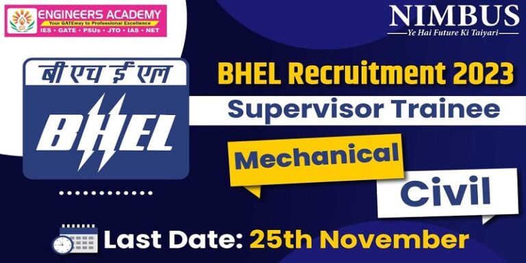 BHEL Supervisor Trainee 2023 Recruitment: Apply Online, Syllabus, Exam Pattern