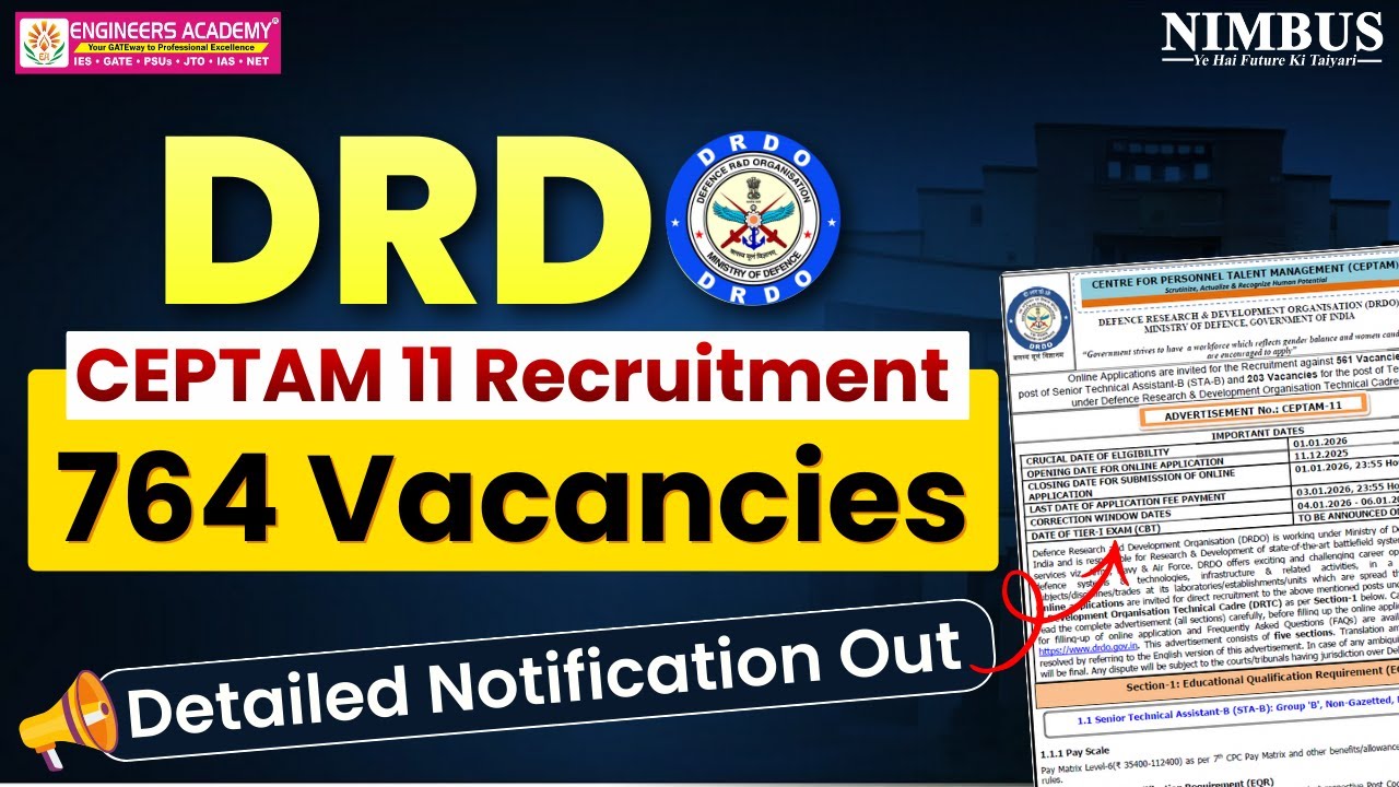 DRDO CEPTAM 11 Recruitment 2025 | Check Notification, Vacancy Details ...