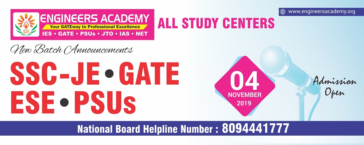 Best GATE, ESE, SSC JE, RPSC, RSEB AE Coaching Institute -Engineers Academy